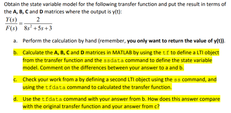 Solved Obtain the state variable model for the following | Chegg.com