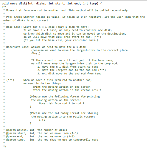 Solved complete the move_disk() function of tower of hanoi | Chegg.com