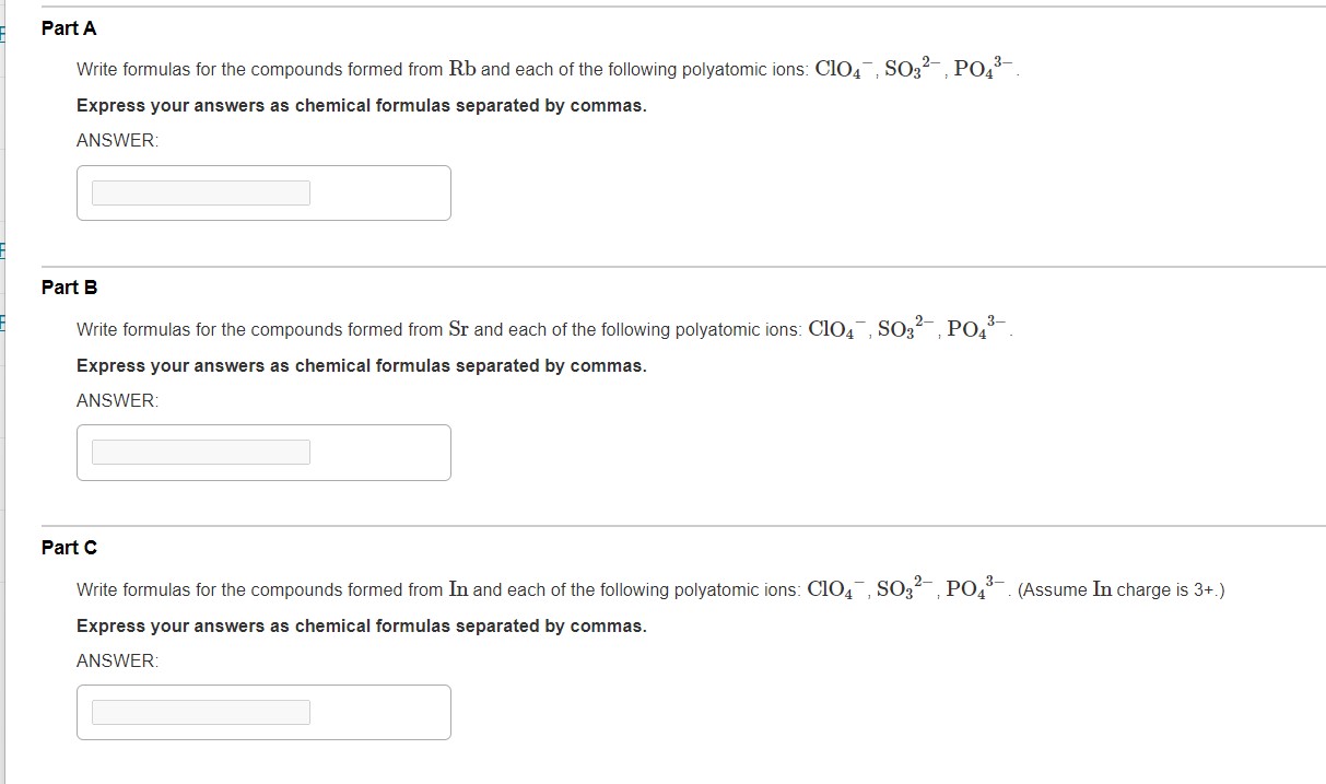 Solved Part AWrite formulas for the compounds formed from Rb | Chegg.com