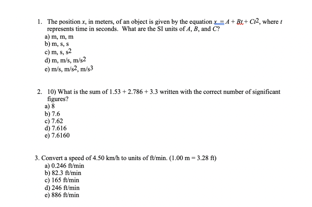 Solved The Position X In Meters Of An Object Is Given By