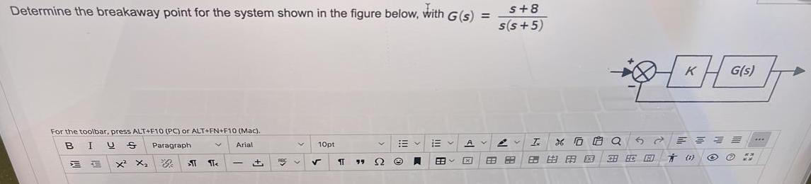 Solved Determine the breakaway point for the system shown in | Chegg.com