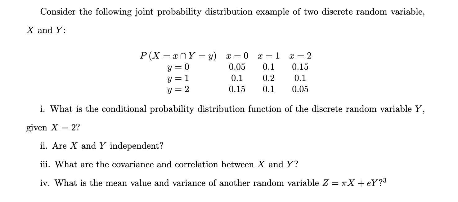 Solved Consider the following joint probability distribution | Chegg.com