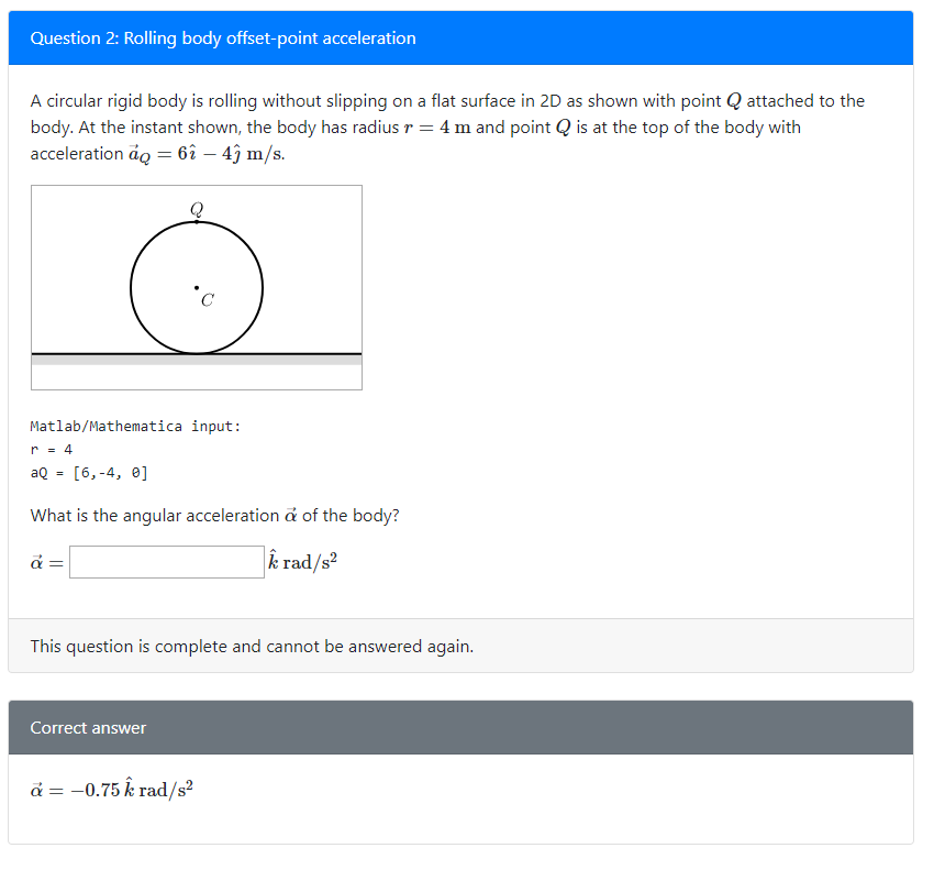 Solved Question 2: Rolling body offset-point acceleration A | Chegg.com
