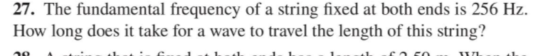 Solved 27. The fundamental frequency of a string fixed at | Chegg.com