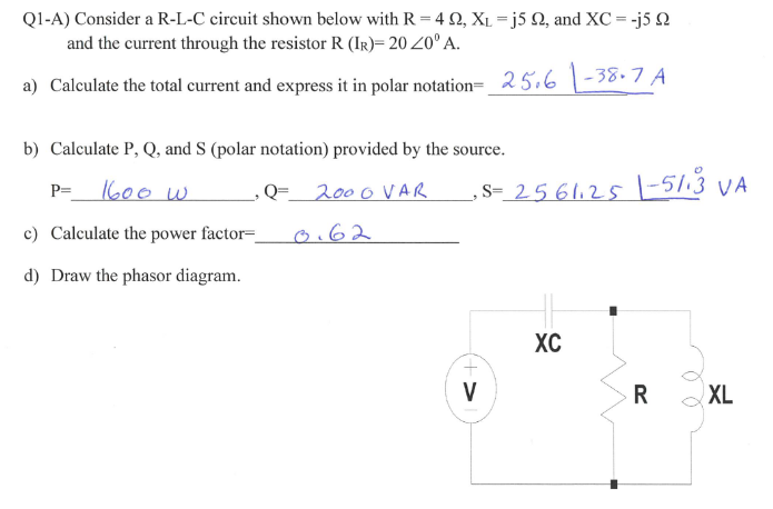 Solved Q1-A) Consider a R-L-C circuit shown below with | Chegg.com