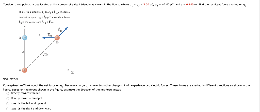 Solved Consider three point charges located at the corners | Chegg.com
