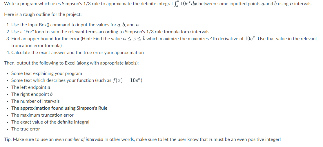 Write a program which uses Simpson's 1/3 rule to | Chegg.com