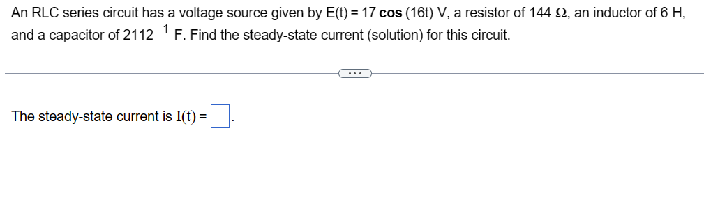 Solved An RLC series circuit has a voltage source given by | Chegg.com