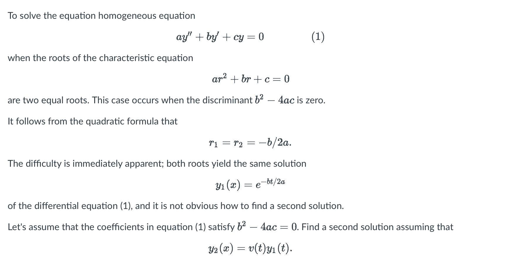 Solved To solve the equation homogeneous equation | Chegg.com