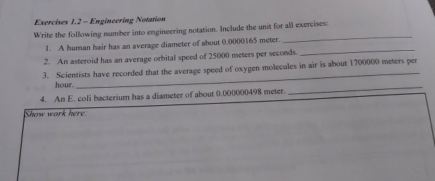 Solved Exercises 1.2 - Engineering Notation Write the | Chegg.com