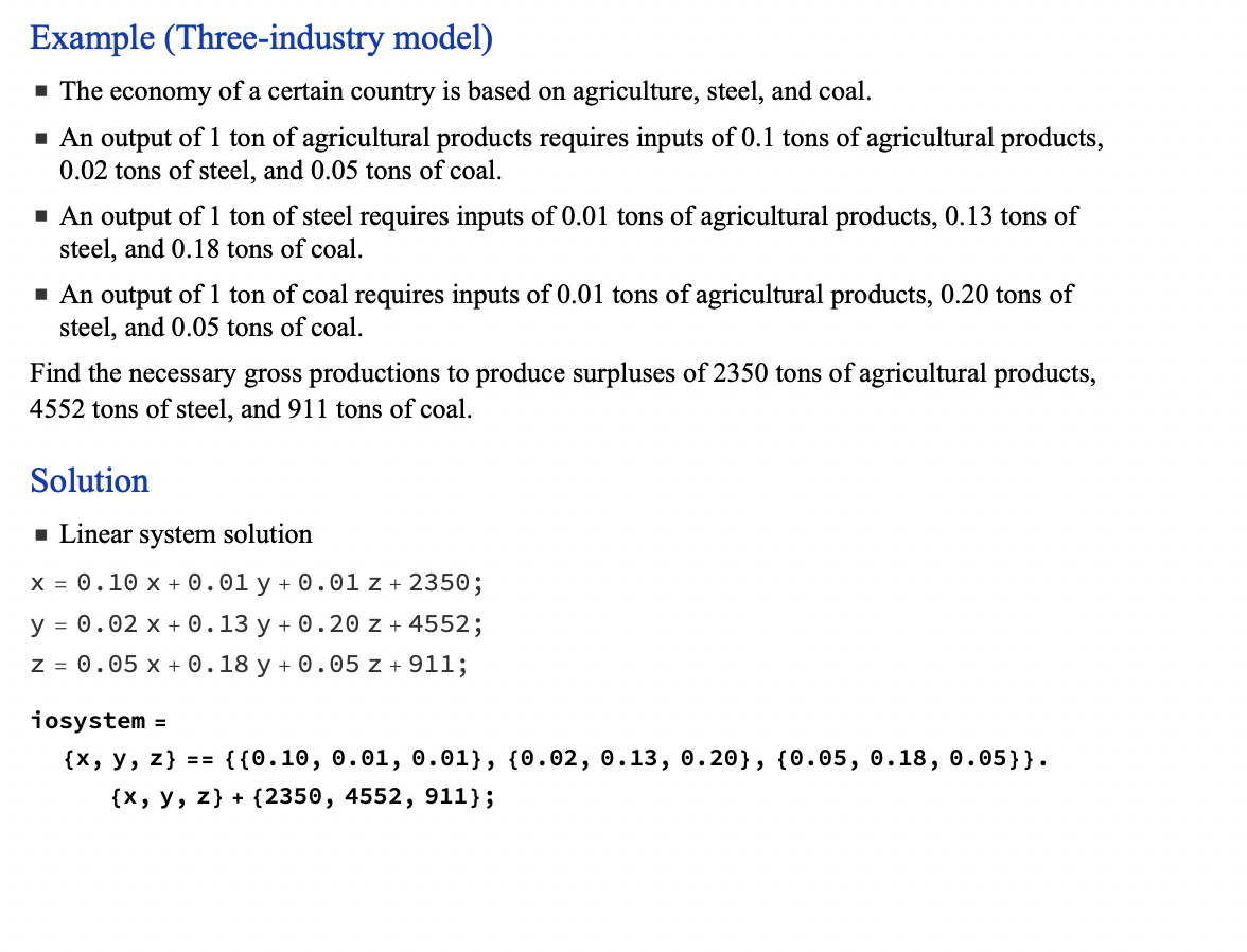 Solved Consider the three-industry input-output model on | Chegg.com