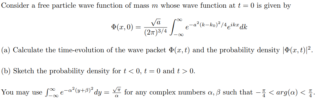 Solved Consider a free particle wave function of mass m | Chegg.com