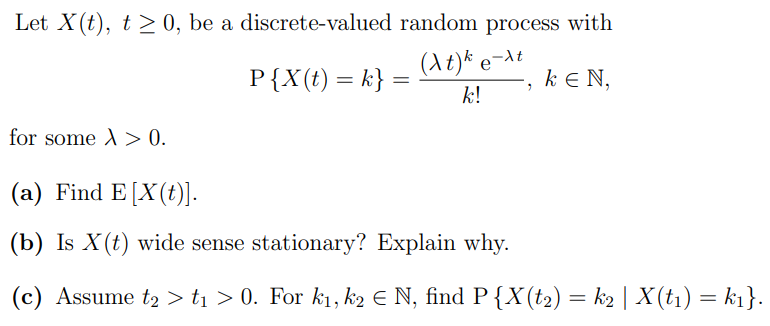 Solved Let x(t),t≥0, ﻿be a discrete-valued random process | Chegg.com