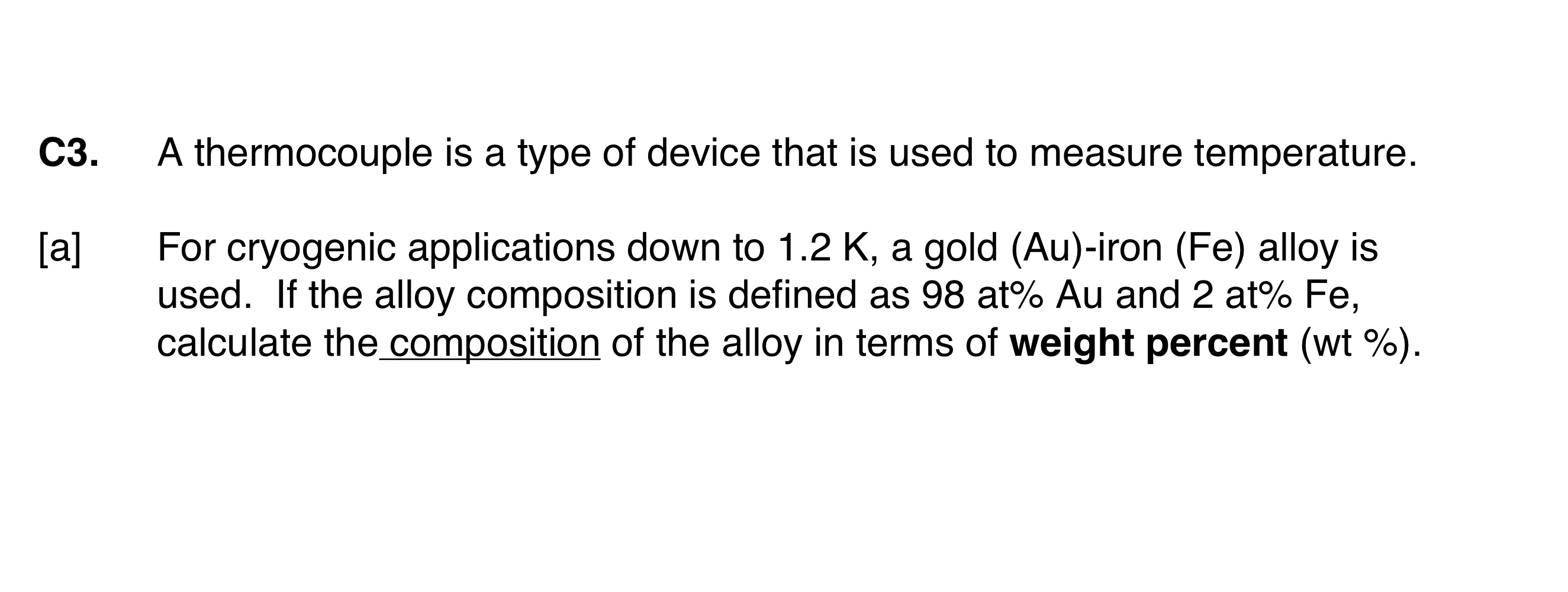 Solved C3. A thermocouple is a type of device that is used | Chegg.com