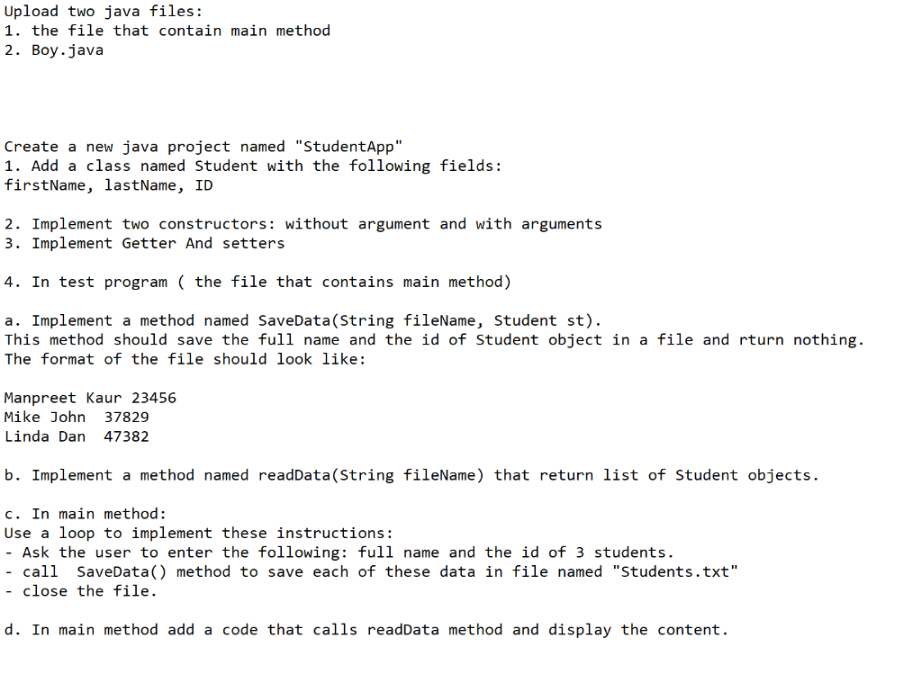 Solved Upload two java files: 1. the file that contain main | Chegg.com