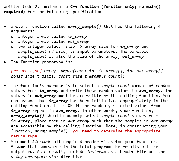 Solved Written Code 2 Implement A C Function Function