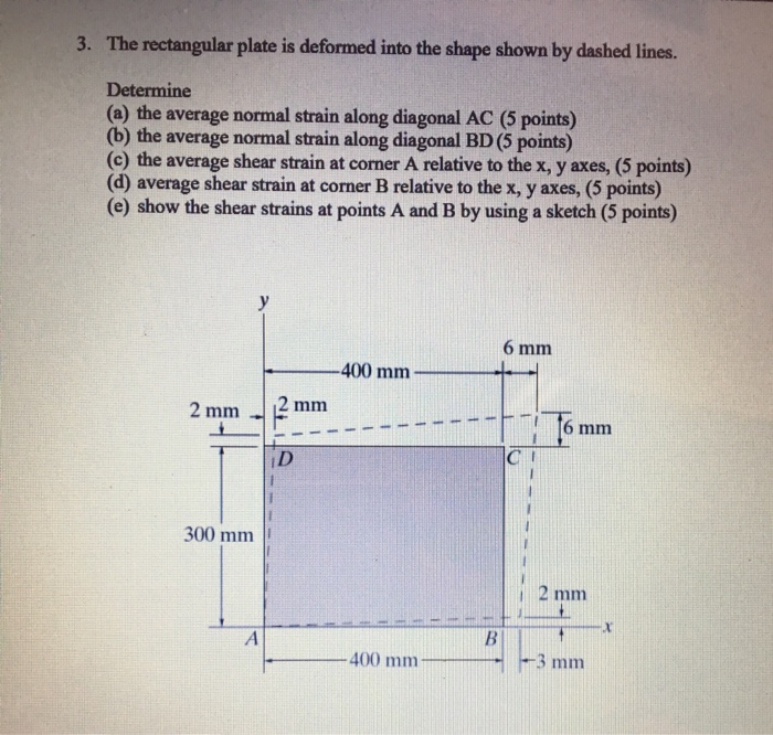 Solved 3. The rectangular plate is deformed into the shape | Chegg.com