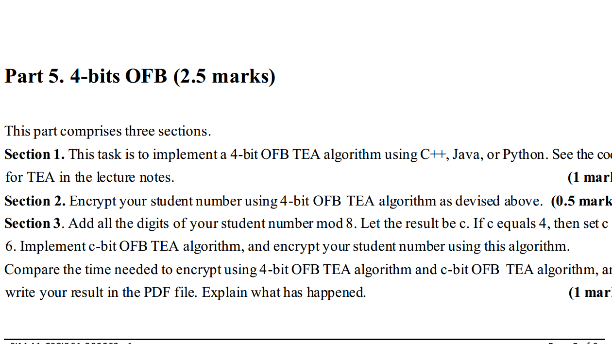 Solved need help on a 4-bit OFB TEA algorithm code. either | Chegg.com