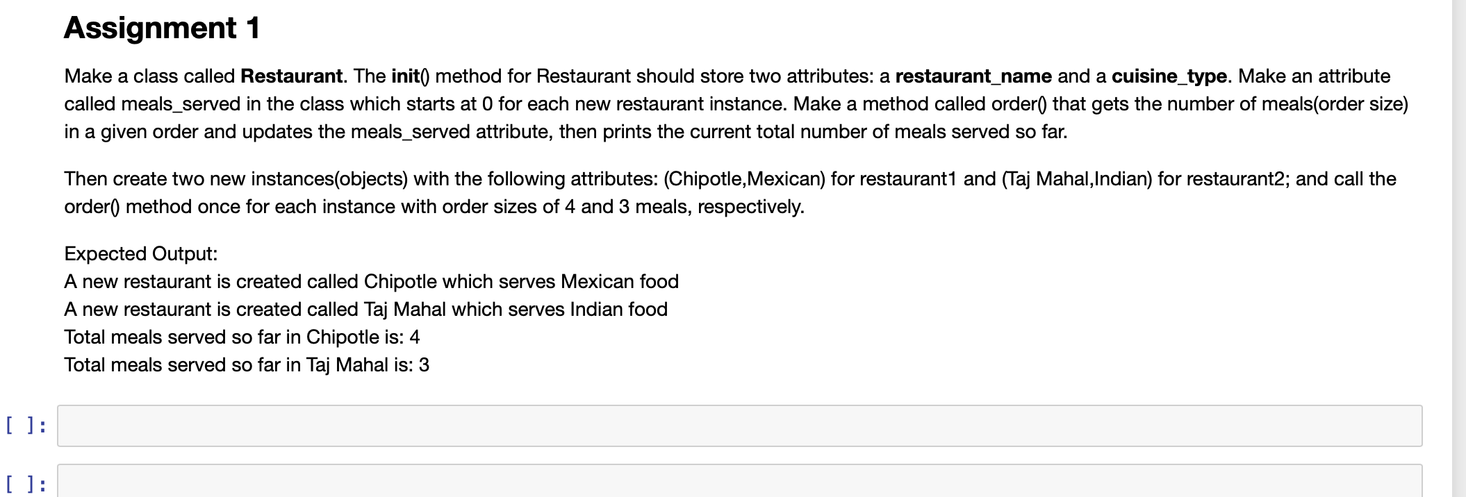 Solved Make a class called Restaurant. The init 0 method for | Chegg.com