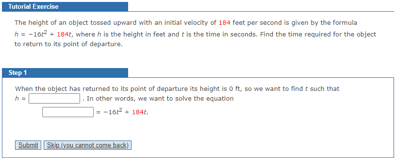 Solved The height of an object tossed upward with an initial | Chegg.com