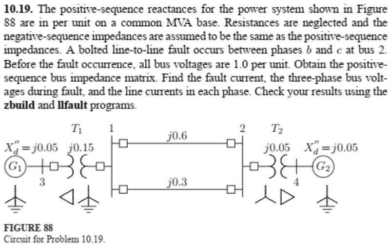 Solved 10.19. The positive-sequence reactances for the power | Chegg.com
