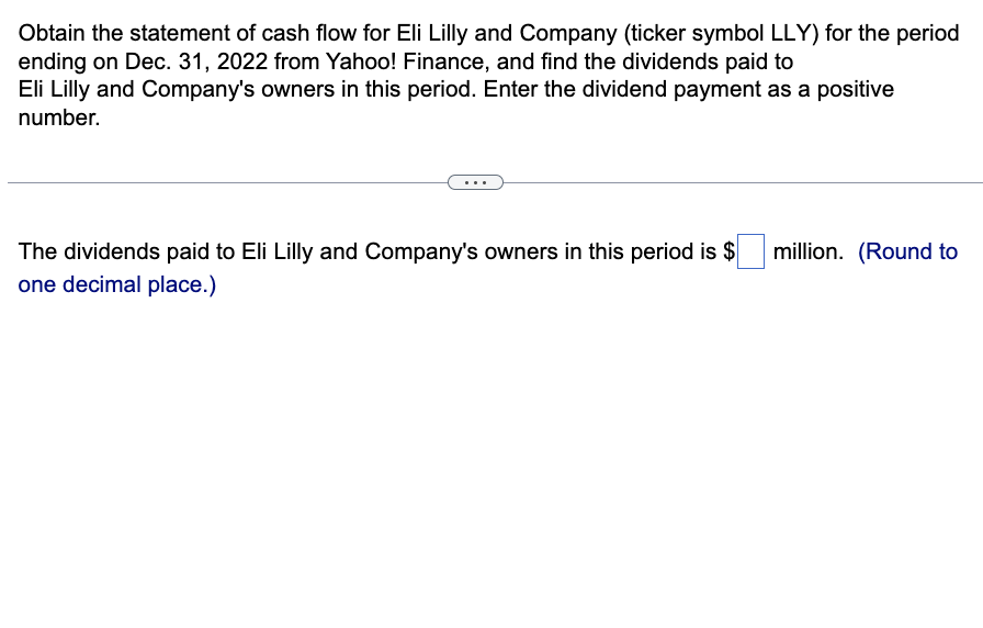 Solved Obtain the statement of cash flow for Eli Lilly and | Chegg.com