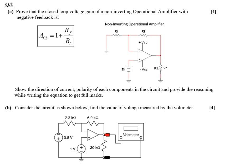 Solved [4] 0.2 (a) Prove that the closed loop voltage gain | Chegg.com