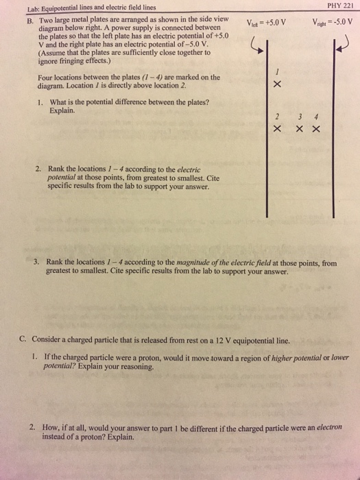 Solved PHY 221 Lab: Equipotential lines and electric field | Chegg.com