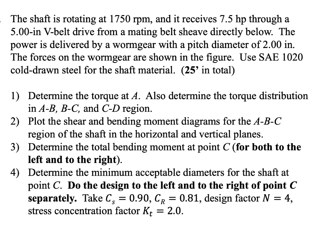 Solved The shaft is rotating at 1750 rpm, and it receives | Chegg.com