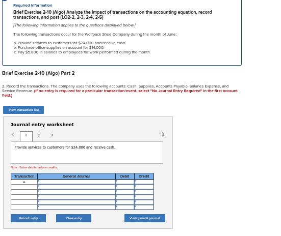 Solved Required InformationBrief Exercise 2-10 (Algo) | Chegg.com