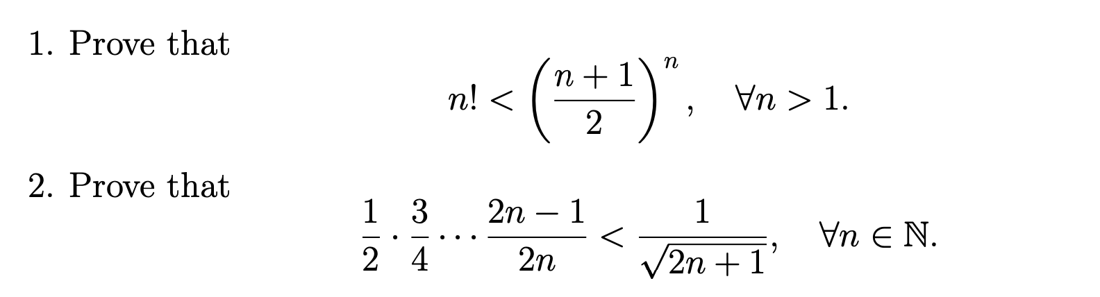 Solved 1. Prove that n! 1 2. Prove that | Chegg.com