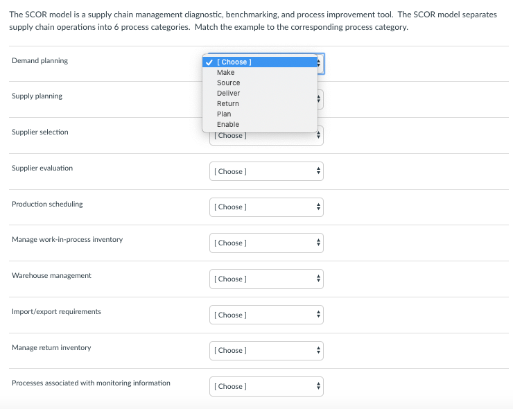 Solved The SCOR model is a supply chain management | Chegg.com