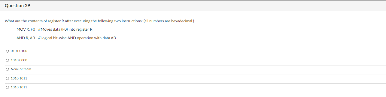Solved What are the contents of register R after executing | Chegg.com
