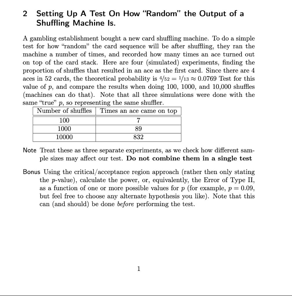 Solved 2 Setting Up A Test On How "Random" the Output of a | Chegg.com
