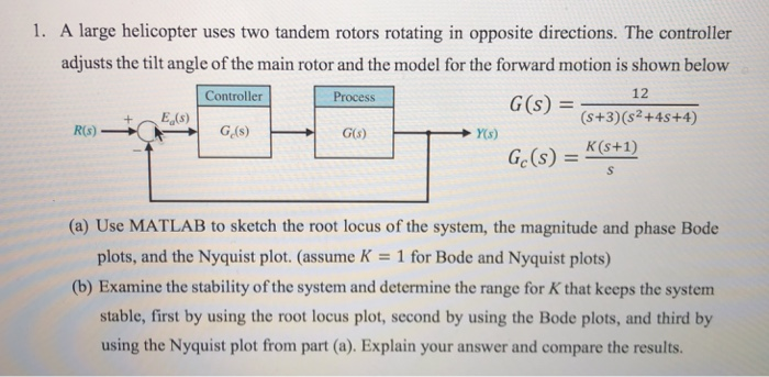 Solved 1. A large helicopter uses two tandem rotors rotating | Chegg.com