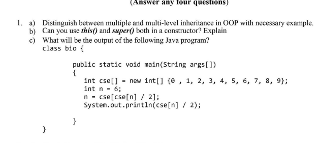 Solved (Answer any four questions) 1. a) Distinguish between | Chegg.com