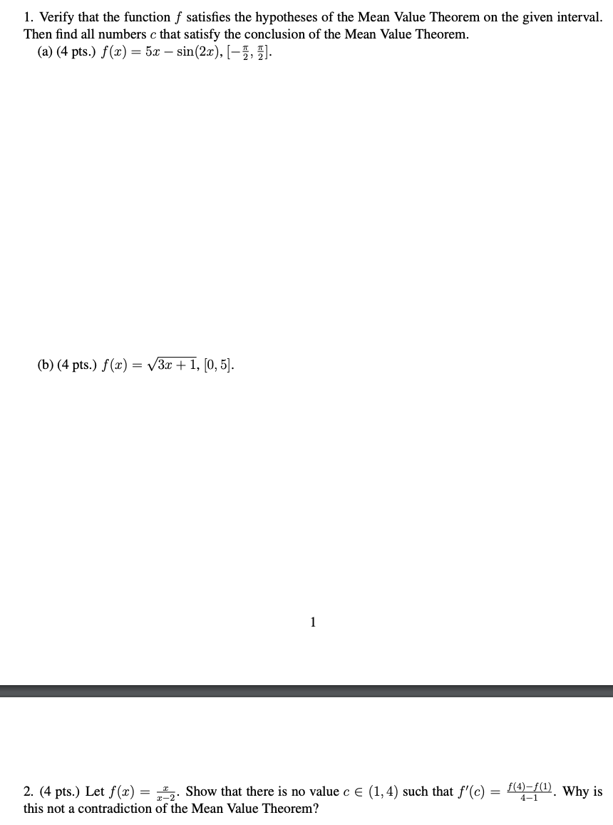 Solved 1. Verify that the function f satisfies the | Chegg.com