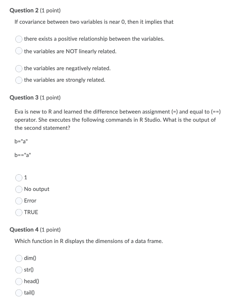 Solved Question 2 (1 point) If covariance between two | Chegg.com