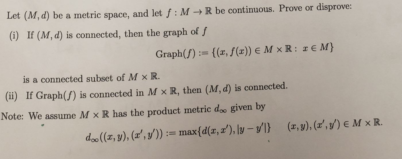 Solved Let (M,d) be a metric space, and let f:M→R be | Chegg.com Solved Let (M,d) be a metric space, and let f:M→R be | Chegg.com