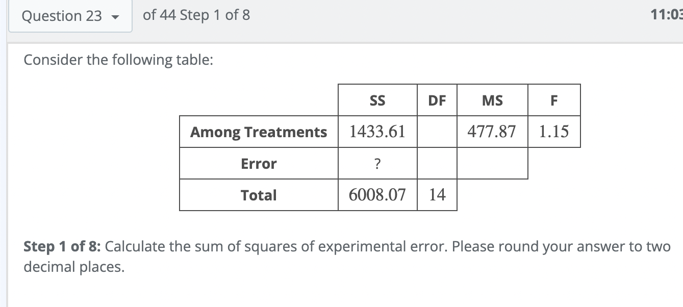 Solved of 44 Step 1 of 8 Consider the following table: Step | Chegg.com