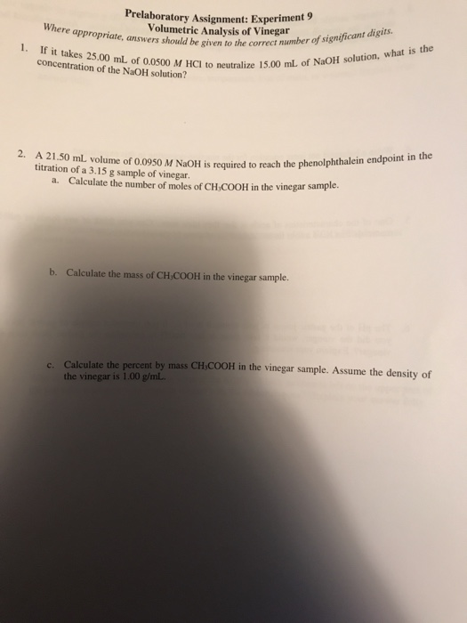 Solved Prelaboratory Assignment: Experiment 9 Whe re | Chegg.com