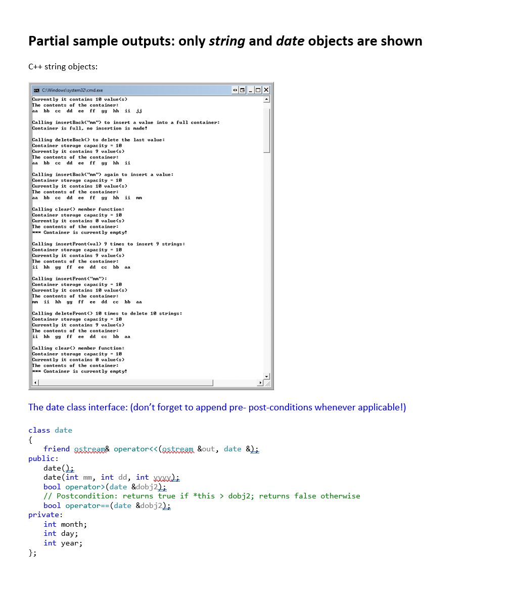 Solved The below container class from Programming #1 can | Chegg.com