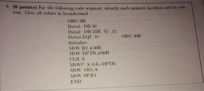 Solved 8. (6 points) For the following code segment, | Chegg.com Solved 8. (6 points) For the following code segment, | Chegg.com