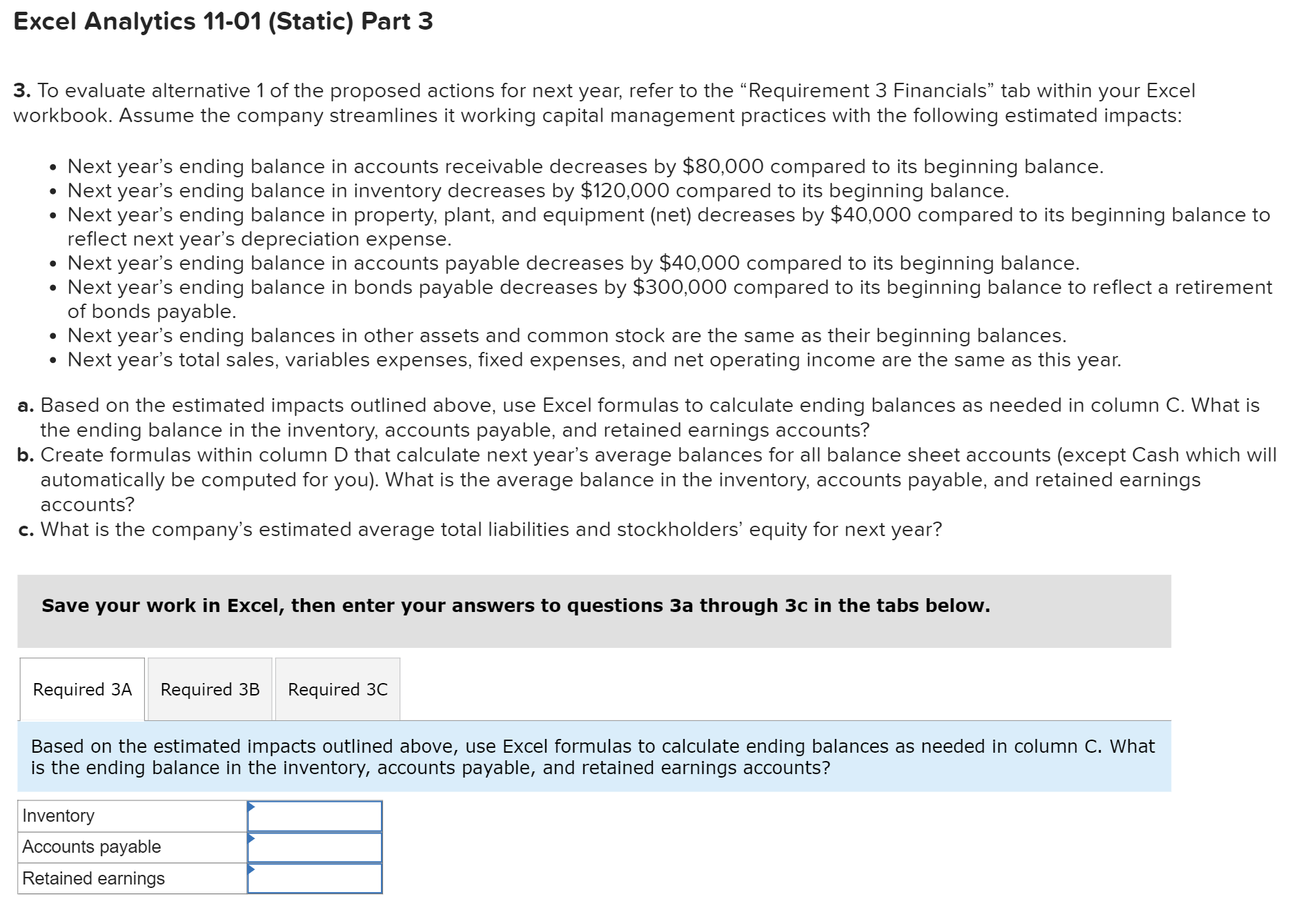 Solved Excel Analytics 11-01 (Static) Return on Investment | Chegg.com