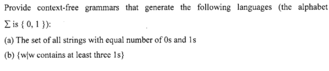 Solved Provide context-free grammars that generate the | Chegg.com
