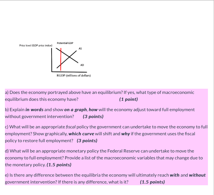 Solved Potential GDP Price level (GDP price index) RGDP | Chegg.com