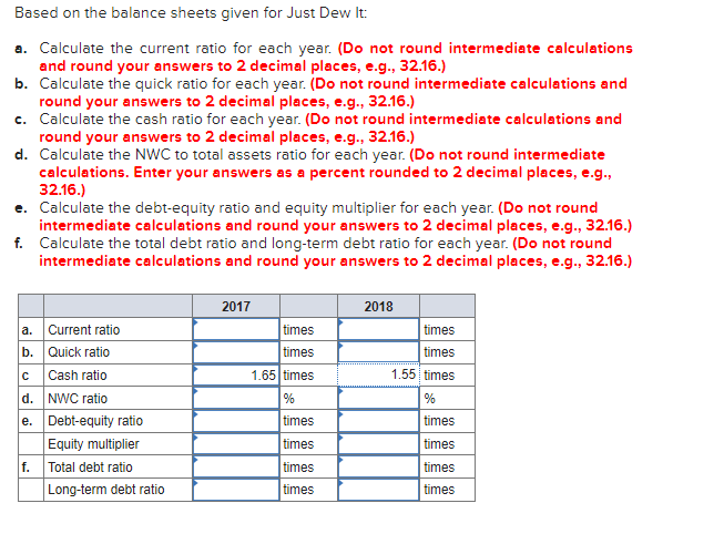 Solved Assets 2017 2018 Current assets Cash Accounts | Chegg.com
