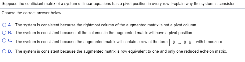 Solved Suppose the coefficient matrix of a system of linear | Chegg.com