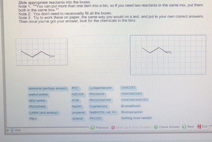Solved Slide appropriate reactants into the boxes Note 1: | Chegg.com