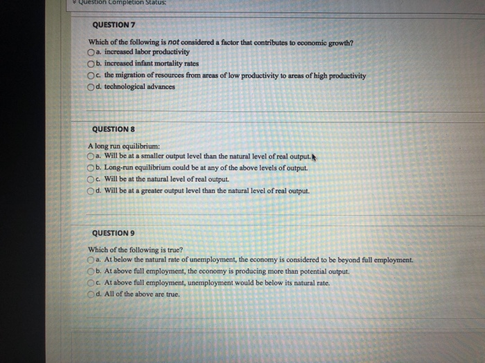 Solved Question Completion status: QUESTION 7 Which of the | Chegg.com
